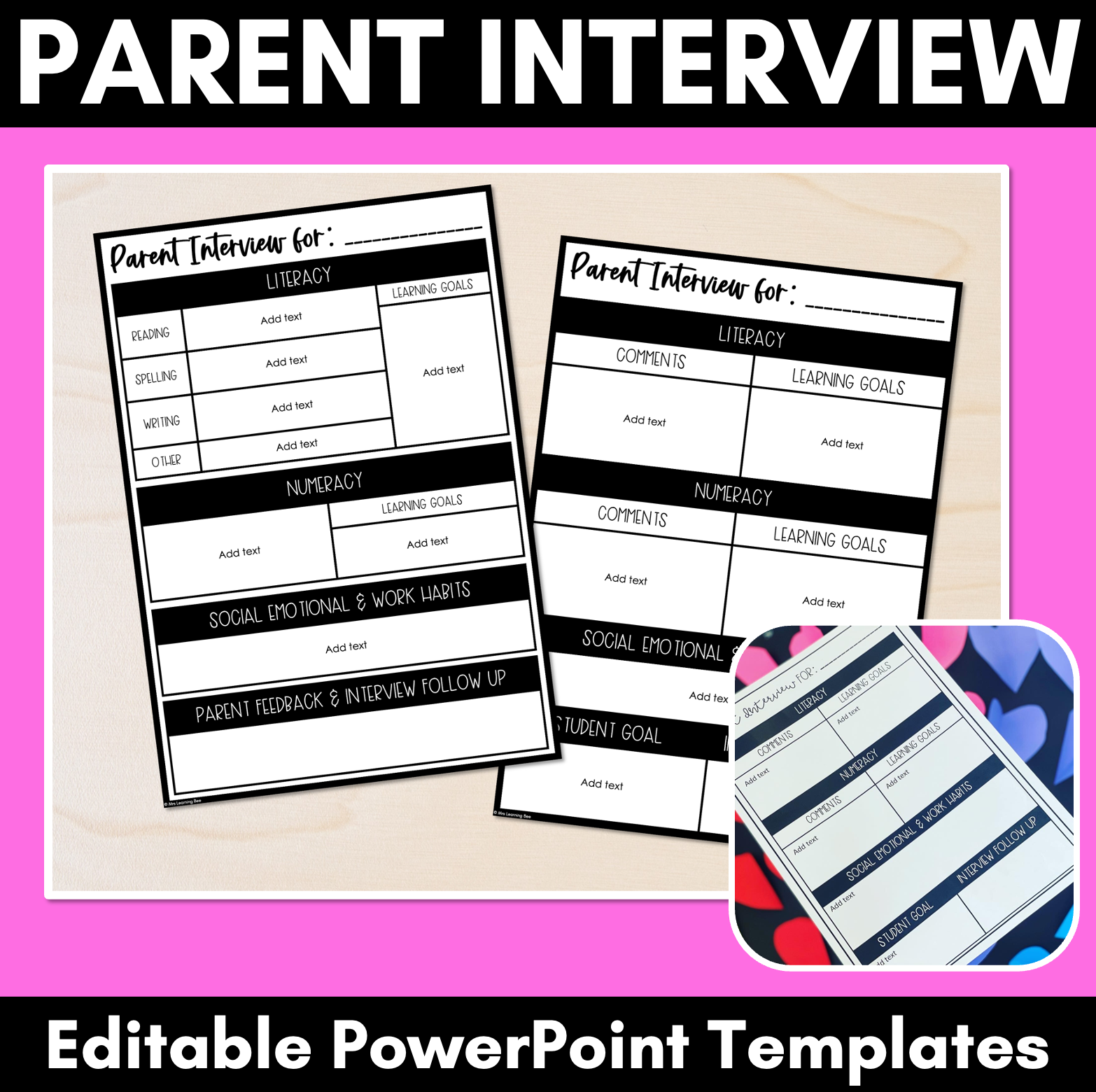 Editable Parent Interview Templates - Mrs Learning Bee