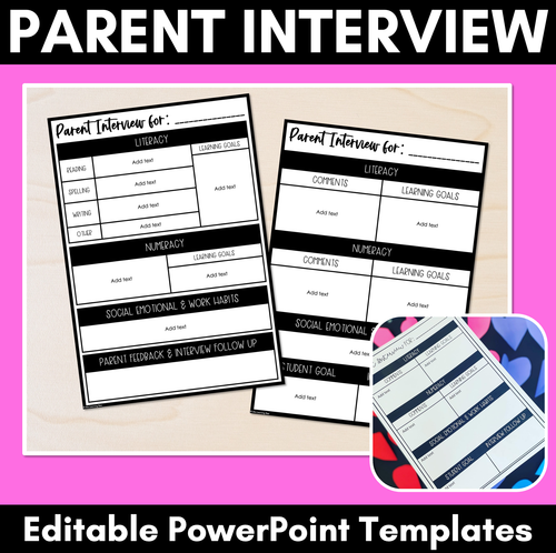 Editable Parent Interview Templates - Mrs Learning Bee