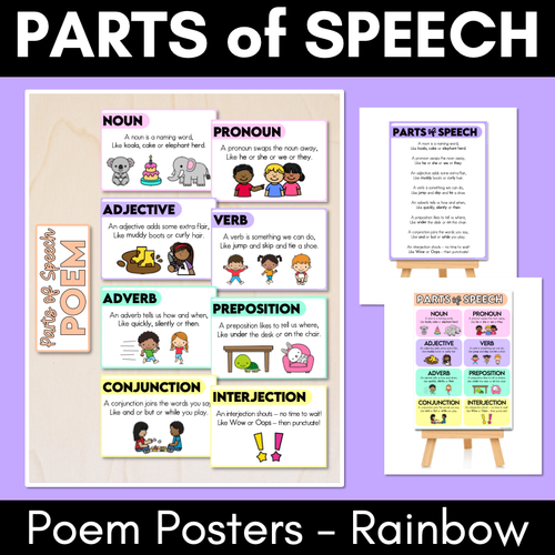 Parts of Speech Poem Posters & Displays – Rainbow - Mrs Learning Bee