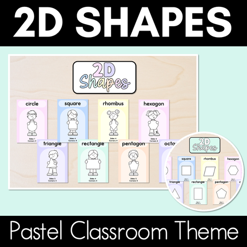 2D Shape Posters - Pastel Classroom Decor - Mrs Learning Bee