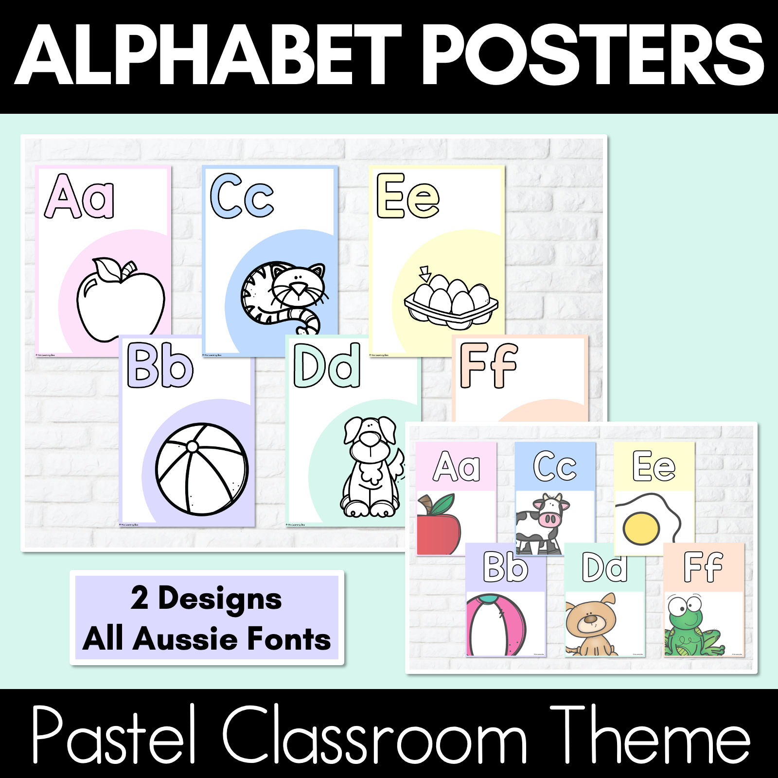 PASTEL CLASSROOM DECOR Alphabet Posters - All Aussie Fonts - Mrs ...