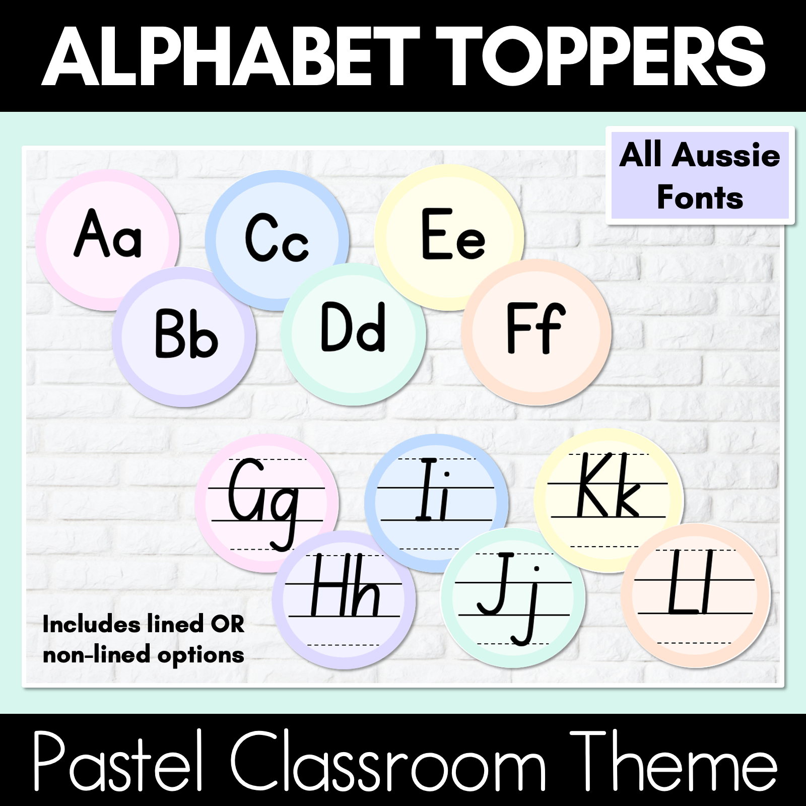PASTEL CLASSROOM DECOR Alphabet Toppers - Mrs Learning Bee