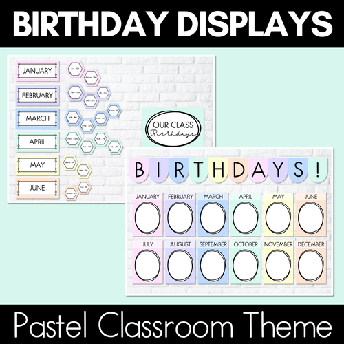 Pastel Classroom Decor Birthday Displays - Mrs Learning Bee