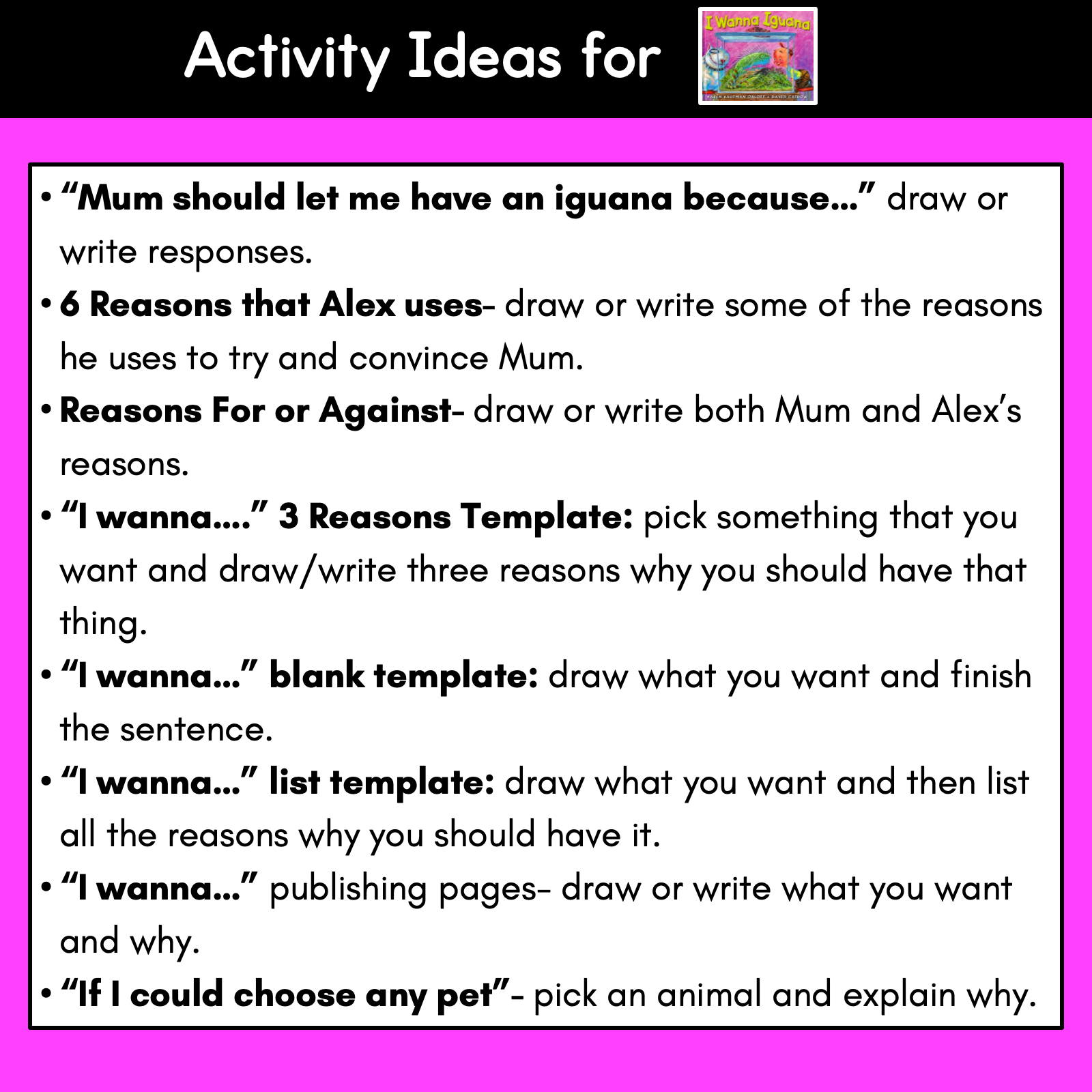 I Wanna Iguana Worksheets I Wanna Iguana Or I Wanna New Room