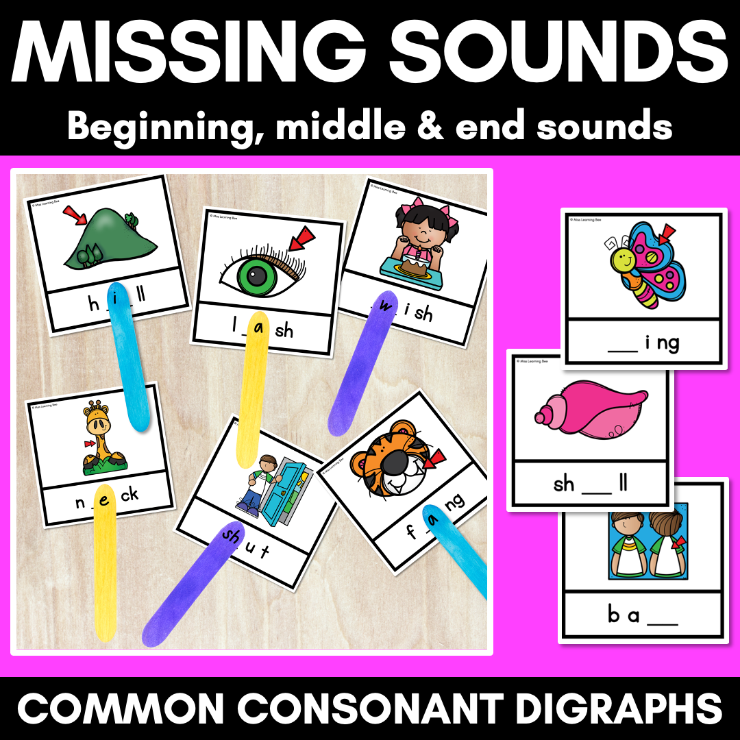 Missing Sound Task Cards- Phonemic Awareness with Common Consonant ...