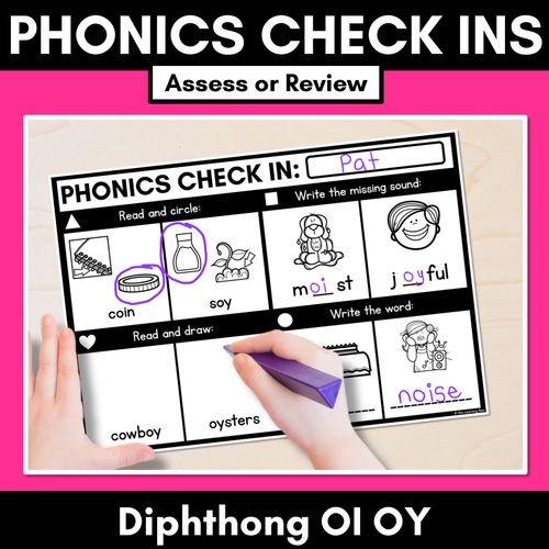 PHONICS CHECK INS - Diphthong OI OY - No Prep Phonics Assessments - Mrs ...