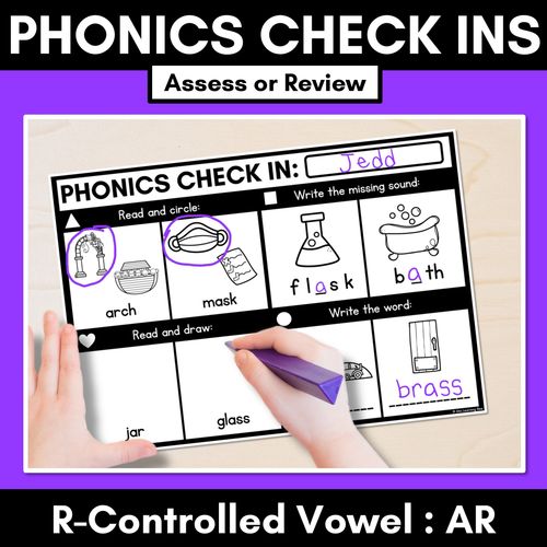 PHONICS CHECK INS - R-Controlled Vowel AR - No Prep Phonics Assessments ...