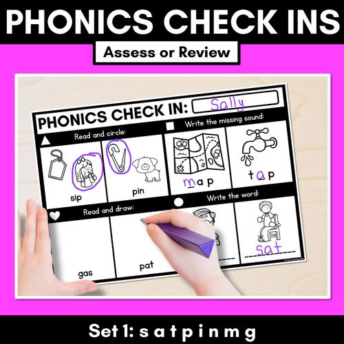 PHONICS CHECK INS - CVC Words & CVCC CCVC Words Set 1 - No Prep Phonics ...