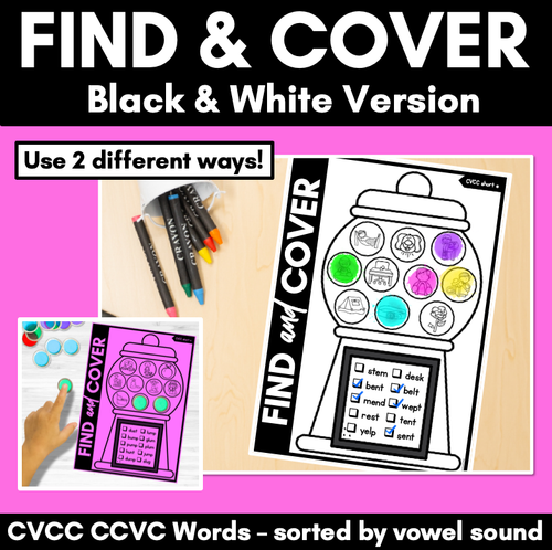 Find & Cover CVCC CCVC CCVCC Words Sorted By Vowel Sound - Phonics ...