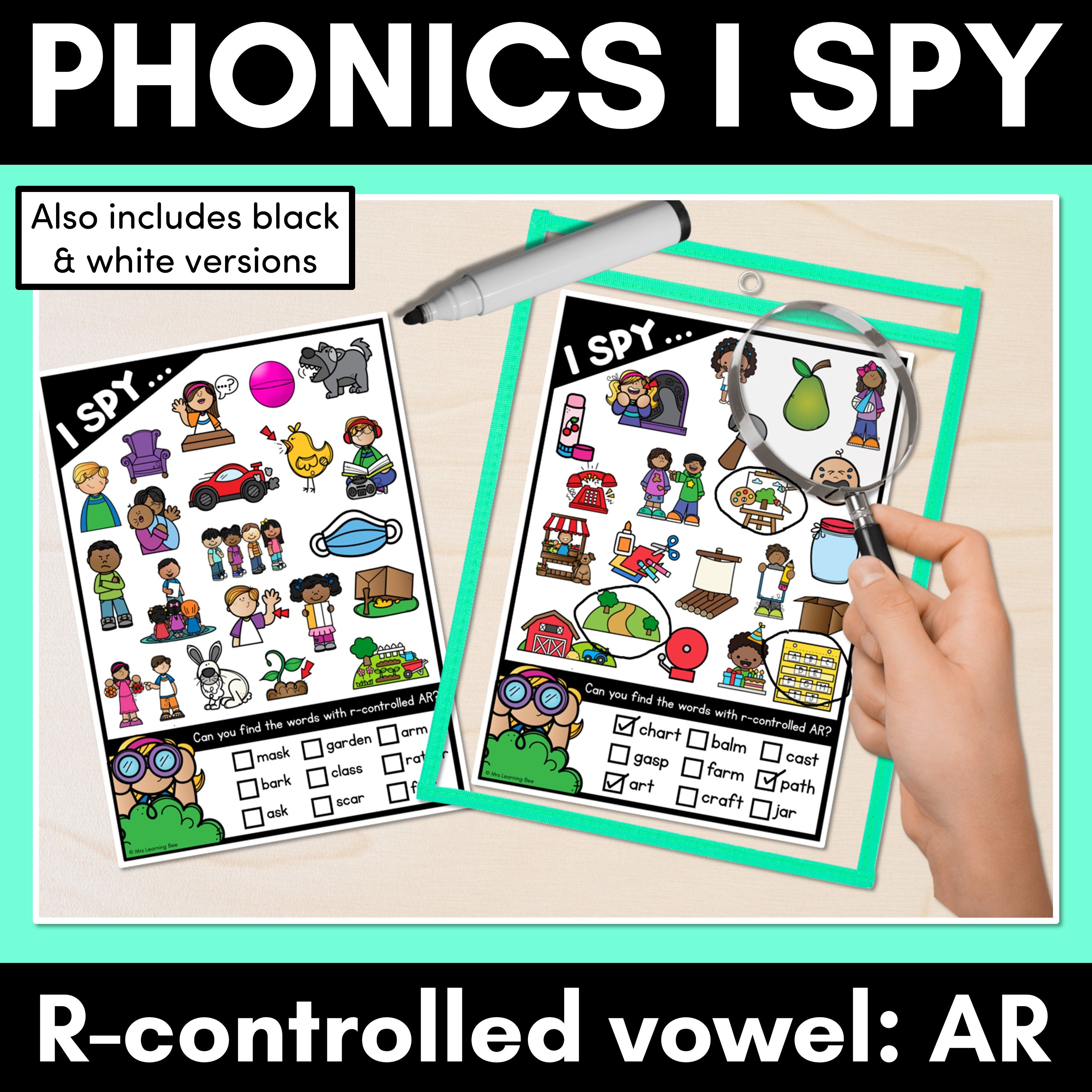 SPY for R-CONTROLLED VOWELS AR WORDS - Decodable Words - 1st & 2nd ...