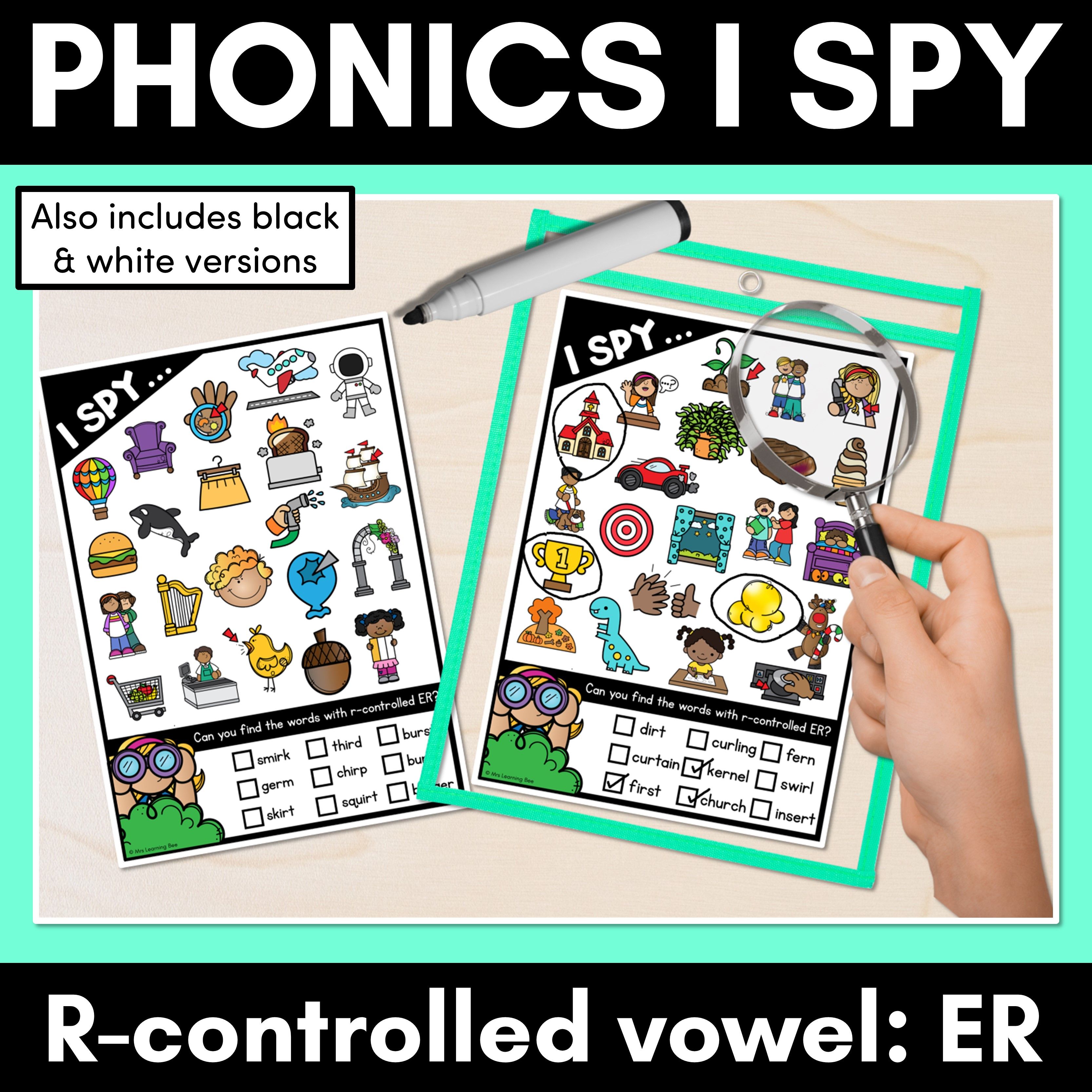 I SPY for R-CONTROLLED VOWELS ER WORDS - Decodable Words - 1st & 2nd ...