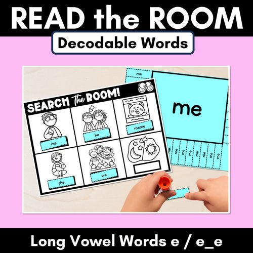 READ THE ROOM - Decodable Words Phonics Activity - Simple Long Vowel E ...