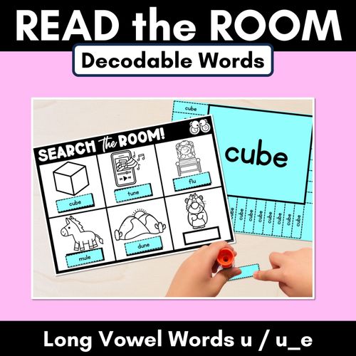READ THE ROOM - Decodable Words Phonics Activity - Simple Long Vowel U ...