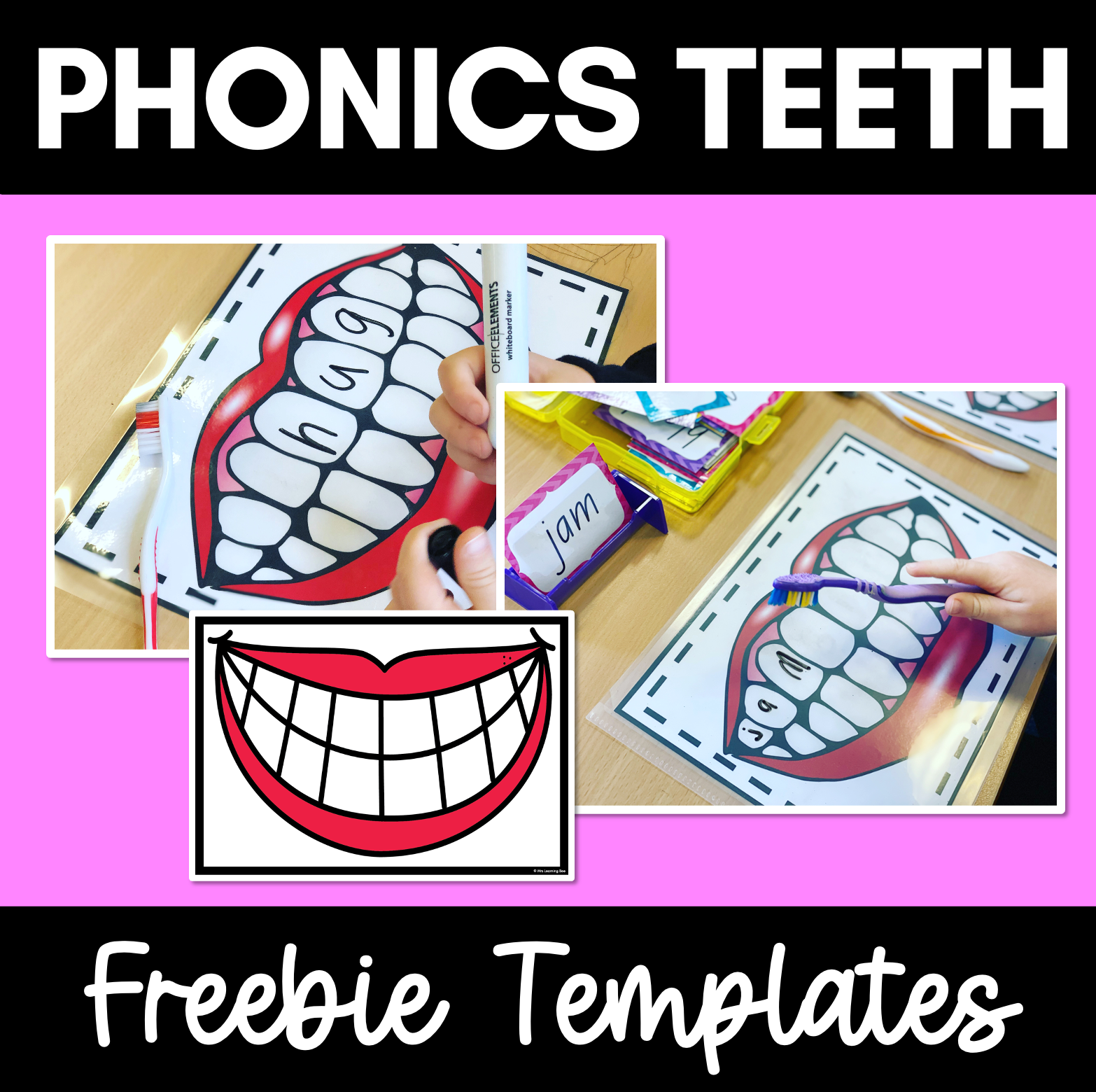 Phonics Teeth Brushing Template - Spelling Activity - Mrs Learning Bee