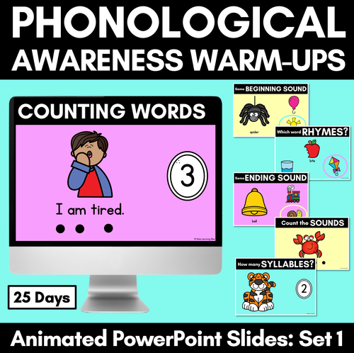 Phonological Awareness Warm Up PowerPoint Slides - Set 1 - Mrs Learning Bee