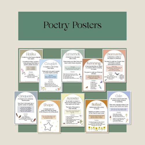 Types of Poetry Posters - Mrs Learning Bee