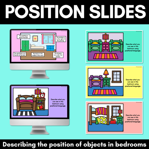 Describing the position of objects in bedrooms - Position Slides - Mrs ...