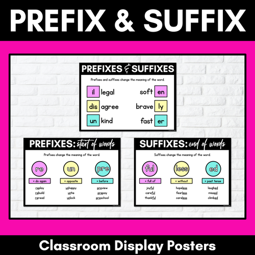 Prefix & Suffix Posters - Mrs Learning Bee