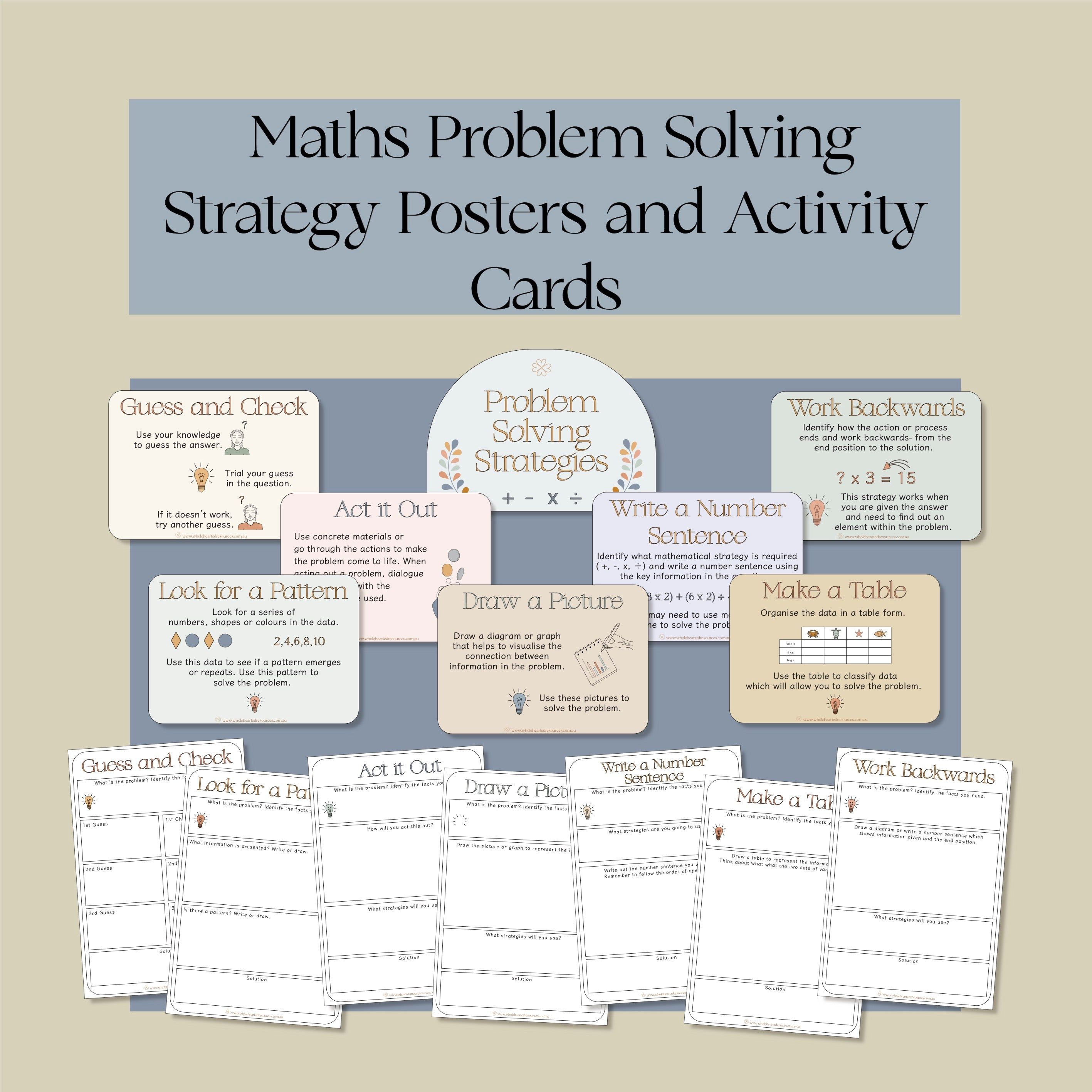 Maths Problem Solving Strategy Posters and Activity Cards - Mrs ...