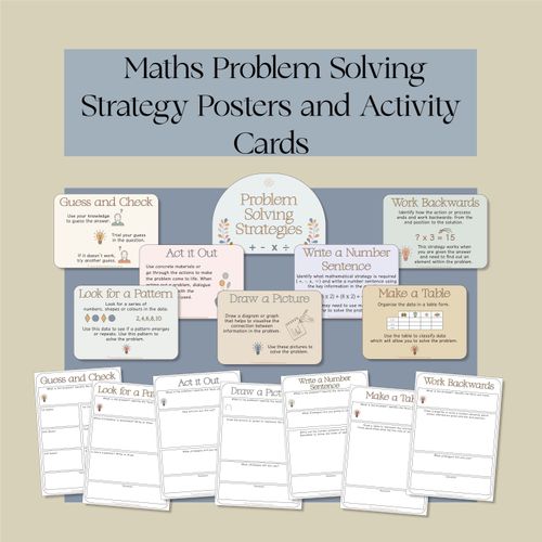 Maths Problem Solving Strategy Posters and Activity Cards - Mrs Learning Bee