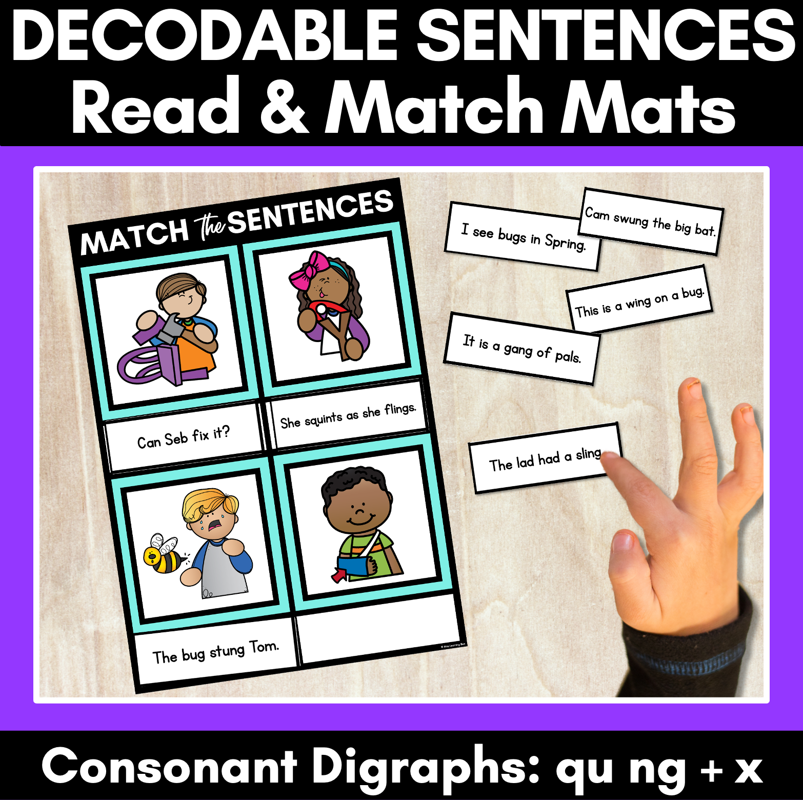 QU NG X Decodable Sentences Mats - Read & Match - Mrs Learning Bee