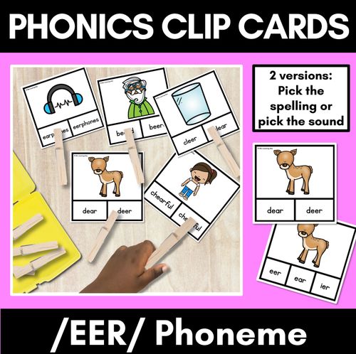 R-Controlled Vowel Sound EER SOUND CLIP CARDS - eer and ear words - Mrs ...