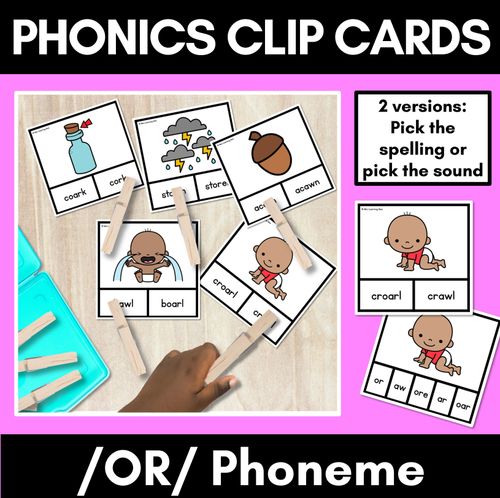 R-CONTROLLED VOWEL SOUND OR Clip Cards - Ways to spell the OR sound