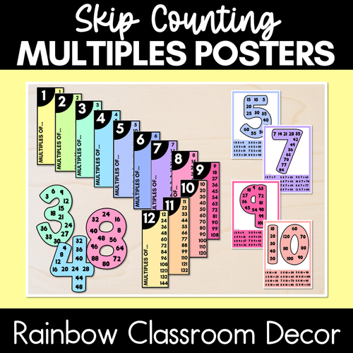 Multiples & Skip Counting Posters - Rainbow Classroom Decor - Mrs ...