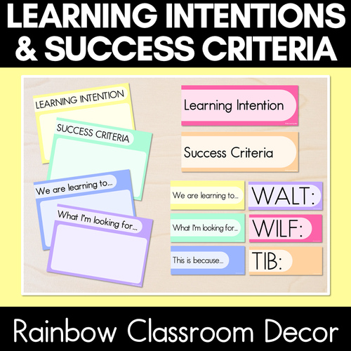 Learning Intentions & Success Criteria - LISC Posters - Rainbow ...