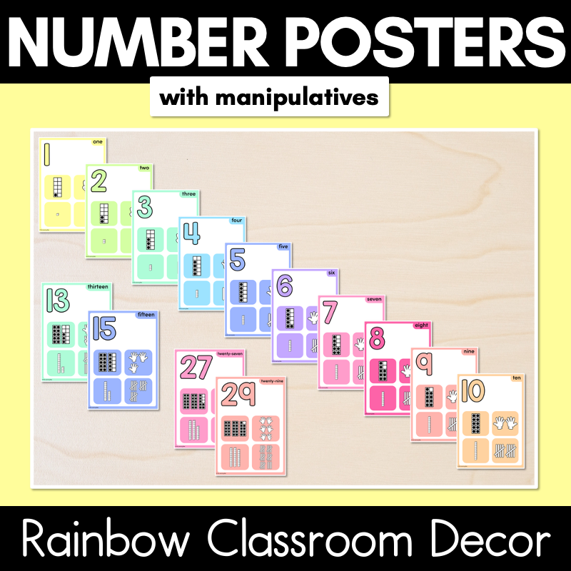 Number Posters 1-30 with ten frames, base ten blocks, tallies & fingers ...
