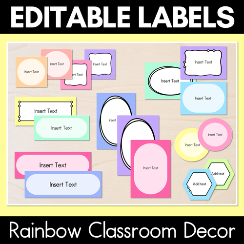 Editable Labels - Rainbow Classroom Decor - Mrs Learning Bee
