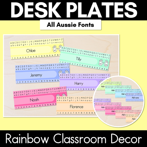 Editable Desk Plates / Student Name Tags - Rainbow Classrom Decor - Mrs ...
