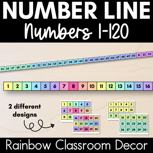 Rainbow Number Line - Numbers 1-20 - Rainbow Classroom Decor - Mrs ...