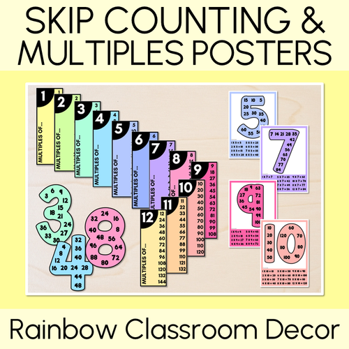Multiples & Skip Counting Posters - Rainbow Classroom Decor