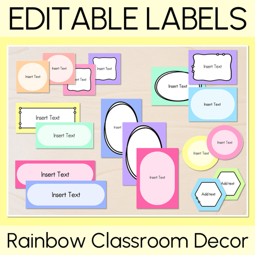 Editable Labels - Rainbow Classroom Decor - Mrs Learning Bee