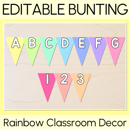 Editable Alphabet & Number Bunting - Rainbow Classroom Decor
