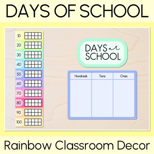 Days of School Display - Rainbow Classroom Decor - Mrs Learning Bee
