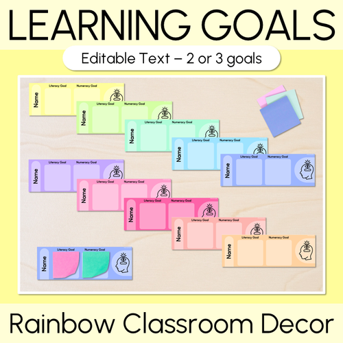 Student Learning Goals - Editable Post-It Goal Mats - Rainbow Classroom ...