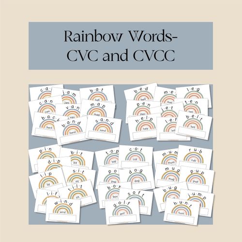 Rainbow Words- CVC and CVCC Words - Mrs Learning Bee