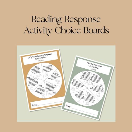Reading Response Activity Choice Boards - Mrs Learning Bee