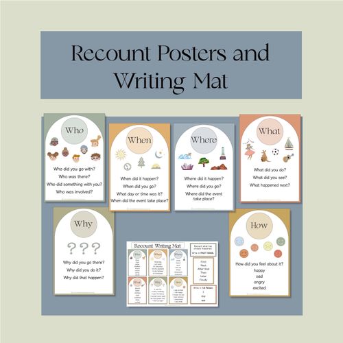 Recount Posters and Writing Mat - Mrs Learning Bee