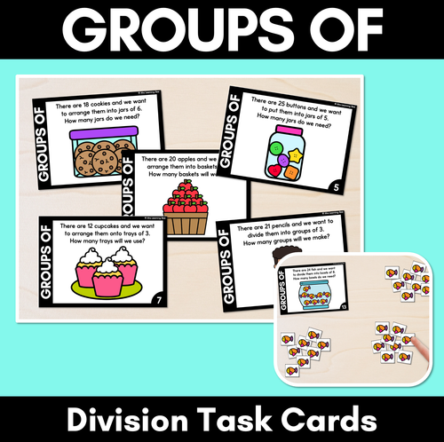 Groups Of - Division Task Cards - Mrs Learning Bee