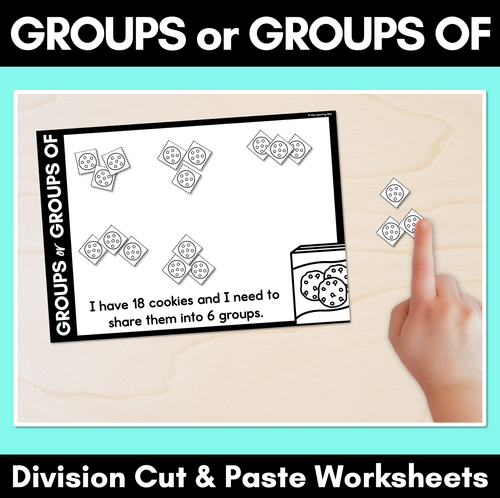 Groups or Groups Of - Division Cut & Paste Worksheets - Mrs Learning Bee