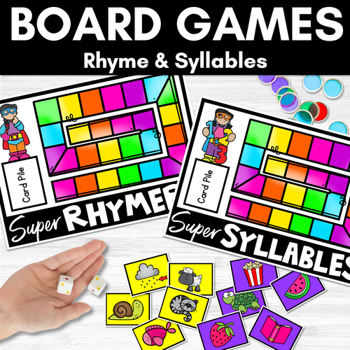 Rhyme and Syllable Board Games - Phonological Awareness - Mrs Learning Bee