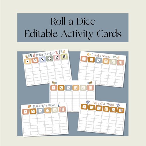 Roll a Dice Editable Activity Cards - Mrs Learning Bee