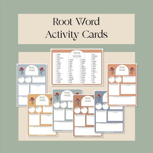 Root Word Activity Cards - Mrs Learning Bee