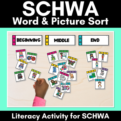 Schwa Activity - Word and Picture Sort for Schwa Words - Mrs Learning Bee