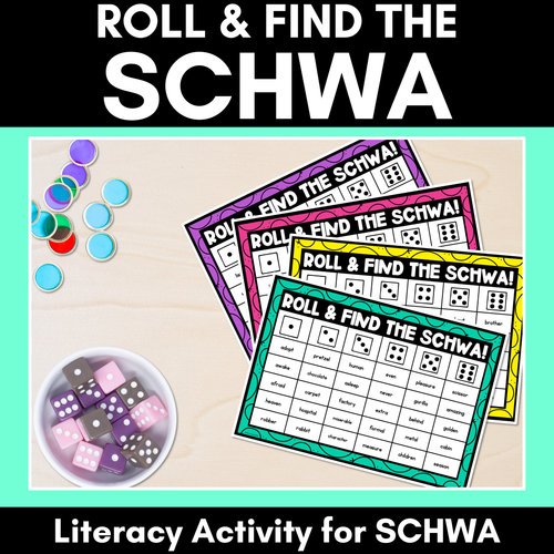 Schwa Game - Roll and find the schwa words - Mrs Learning Bee