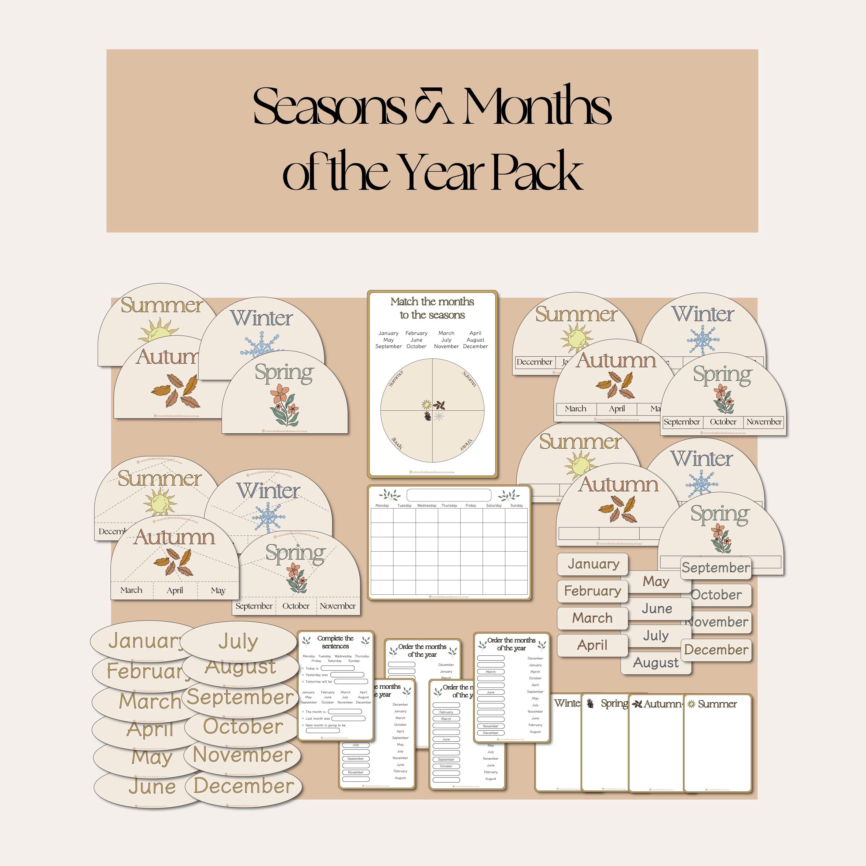 Seasons and Months of the Year Pack - Mrs Learning Bee