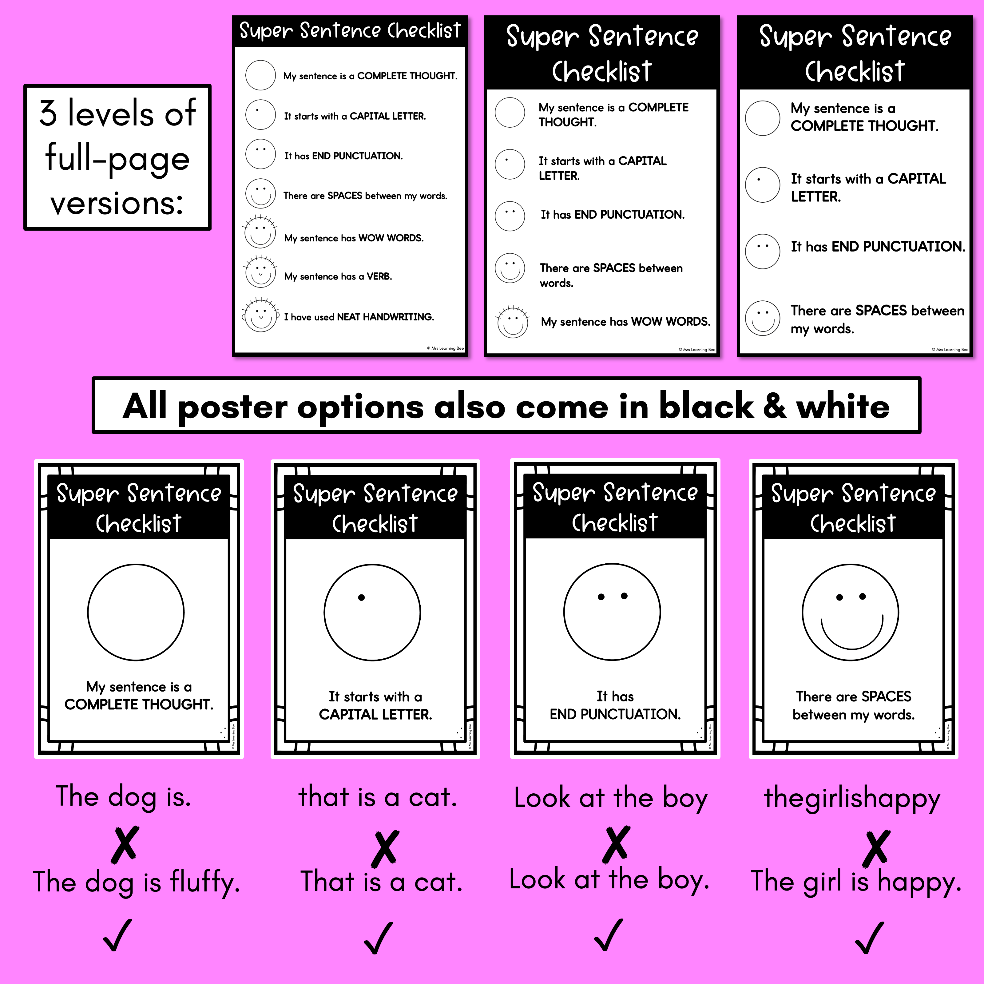 Sentence Writing Checklist
